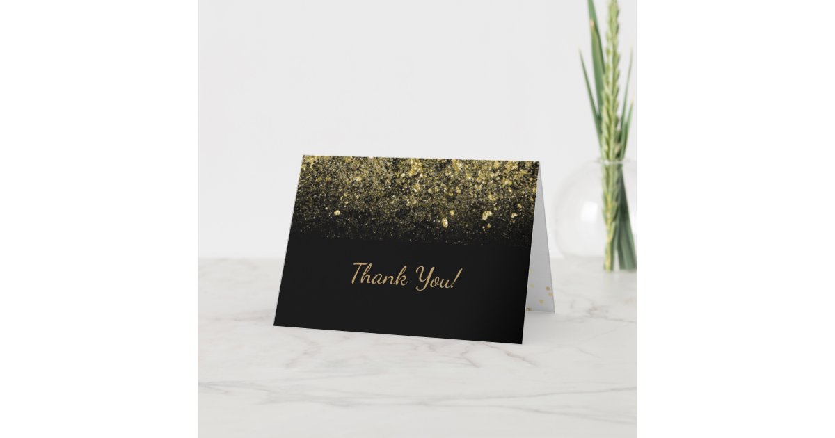 Birthday Black and Gold Thank You Note | Zazzle