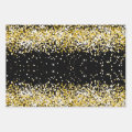 Birthday black gold confetti name wrapping paper sheets | Zazzle