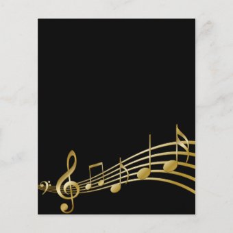 Birthday black gold music notes budget invitation flyer | Zazzle