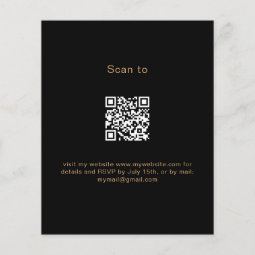 Birthday black gold QR code RSVP budget Invitation Flyer | Zazzle