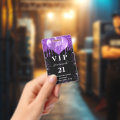 Birthday black purple balloon vip invitation badge | Zazzle