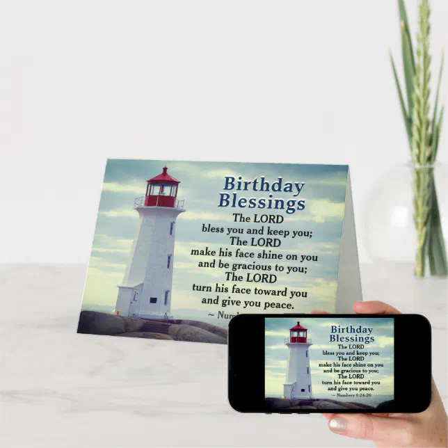 Birthday Blessings Numbers 6:24-26 Lighthouse Card | Zazzle