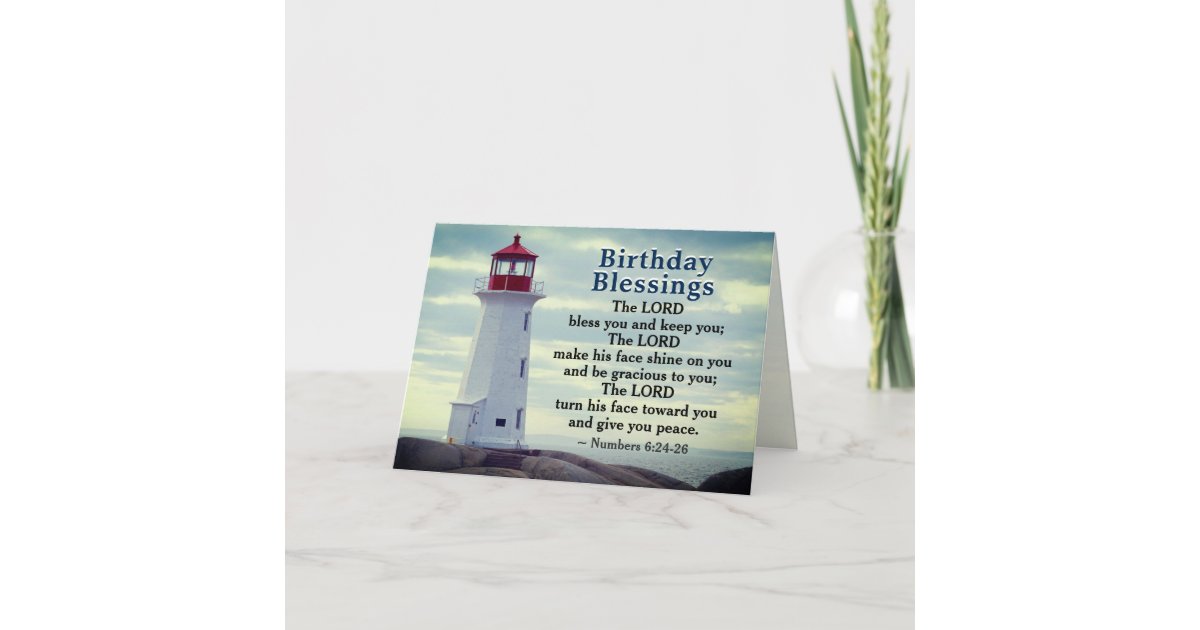 Birthday Blessings Numbers 6:24-26 Lighthouse Card | Zazzle