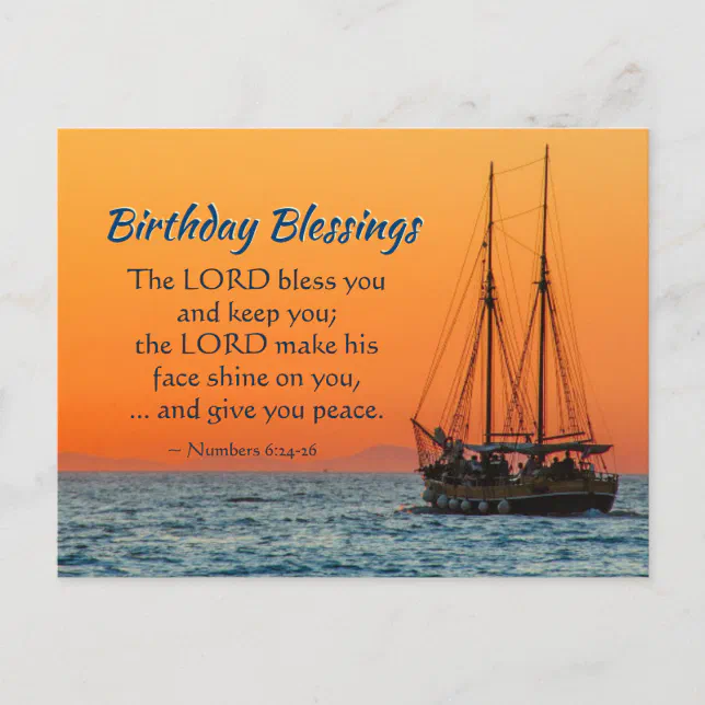 Birthday Blessings Numbers 6 The Lord Bless You Postcard | Zazzle