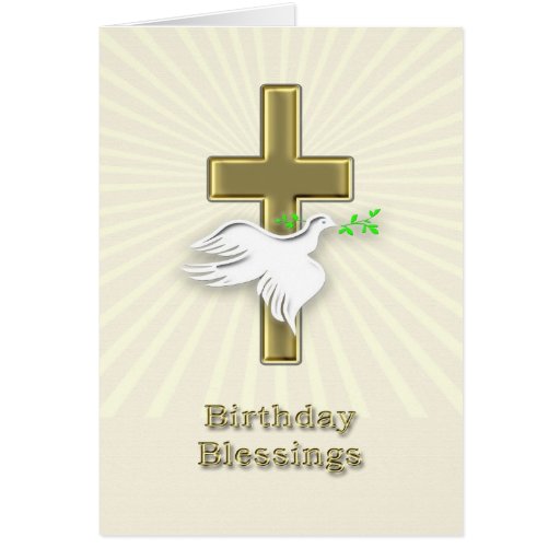 Birthday blessings with a golden cross greeting card | Zazzle