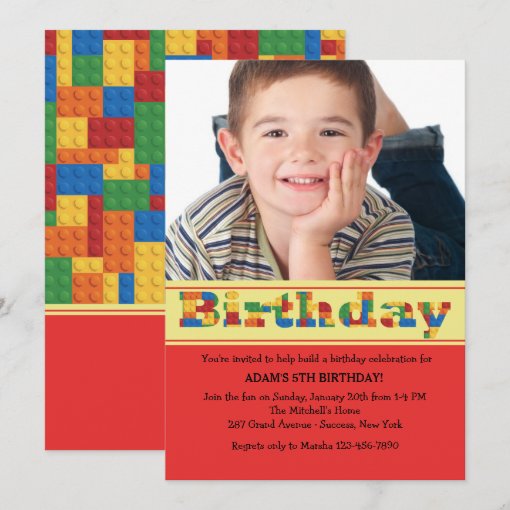 Birthday Blocks Photo Invitation | Zazzle