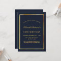 Birthday blue gold classic simple invitation | Zazzle