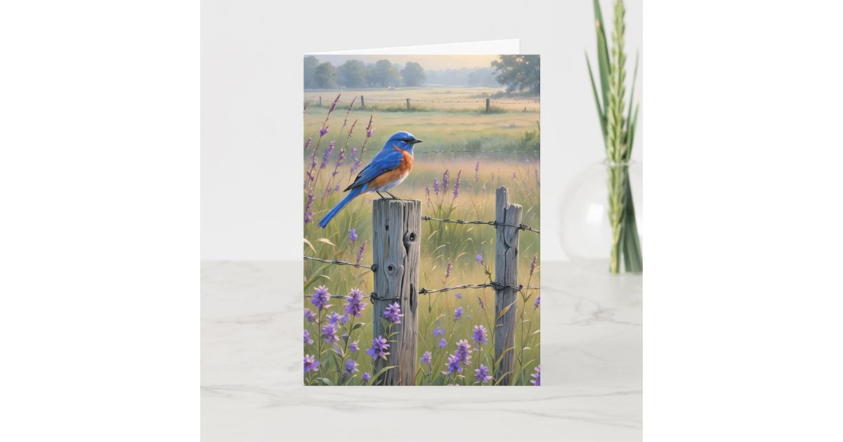 Birthday Bluebird On Fence Post Card | Zazzle