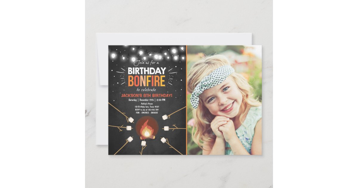 Birthday Bonfire Campout Cookout Party invitation | Zazzle