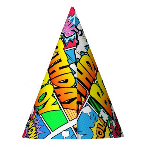 Birthday Boy Comic Book Party Hat | Zazzle