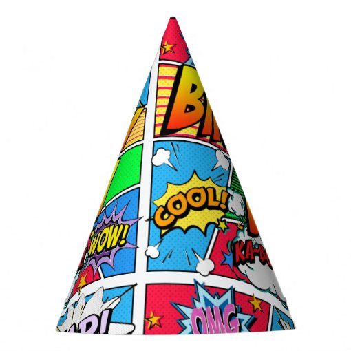 Birthday Boy Comic Book Party Hat | Zazzle