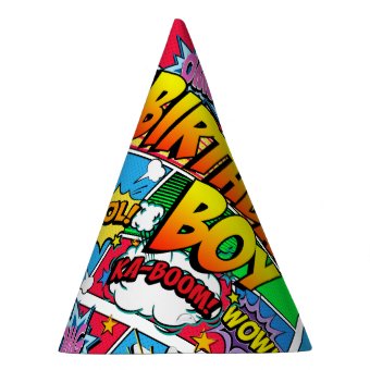 Birthday Boy Comic Book Party Hat | Zazzle