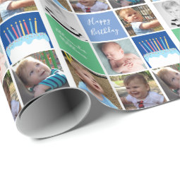 Birthday Boy Photo Collage Template Cute Kids Wrapping Paper | Zazzle