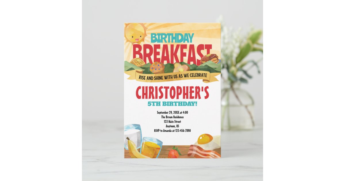 Birthday Breakfast Invitation | Zazzle