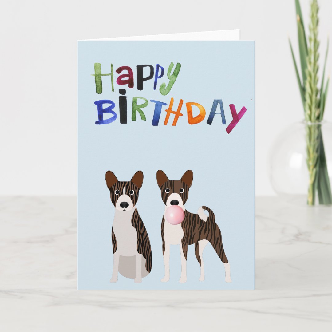 Birthday Brindle Basenji Dog Animal Bubble Gum Card | Zazzle