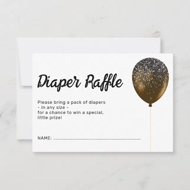 Birthday Bronze Glamorous Balloon Diaper Raffle Invitation | Zazzle