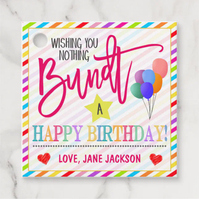 Birthday Bundt Cake Gift Tag | Zazzle