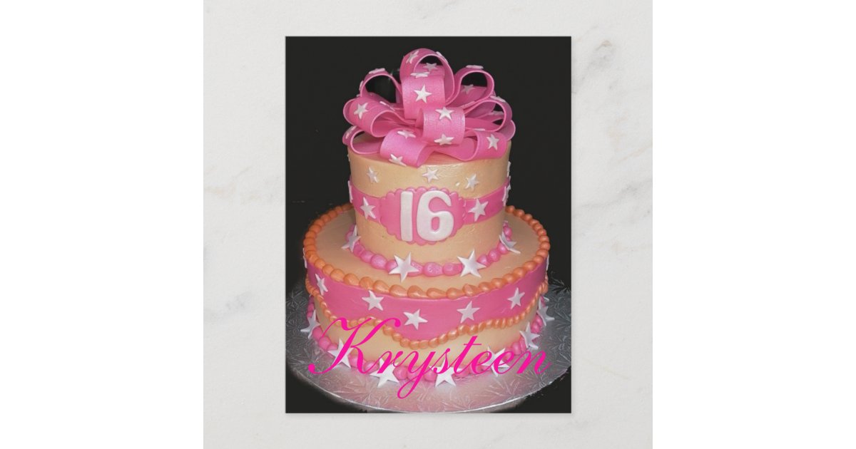Birthday Cake 16th Postcard | Zazzle