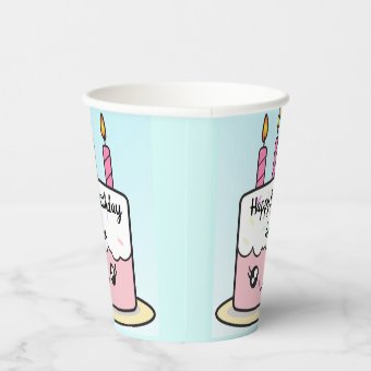 Birthday Cake Design Paper Cups | Zazzle