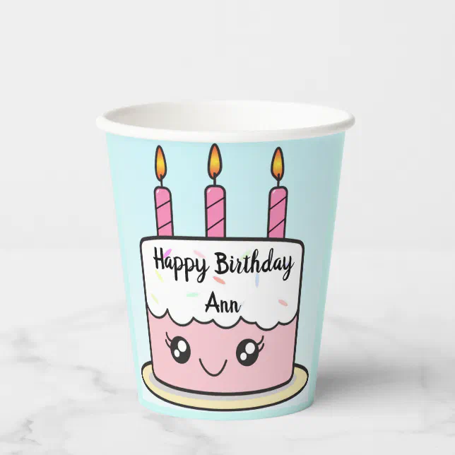 Birthday Cake Design Paper Cups | Zazzle