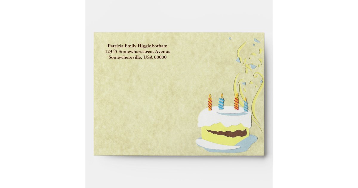 Birthday Cake Greeting Card Envelope | Zazzle