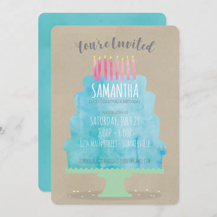 Birthday Cake Invitation | Zazzle