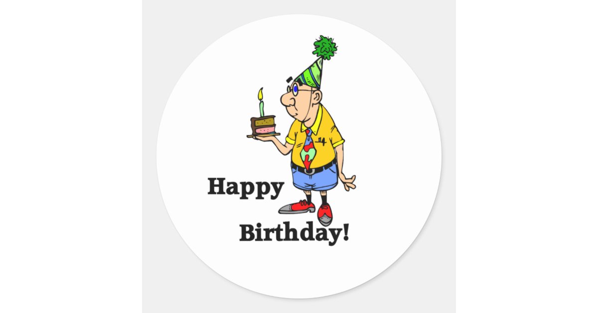 Birthday Cake - Man Classic Round Sticker | Zazzle
