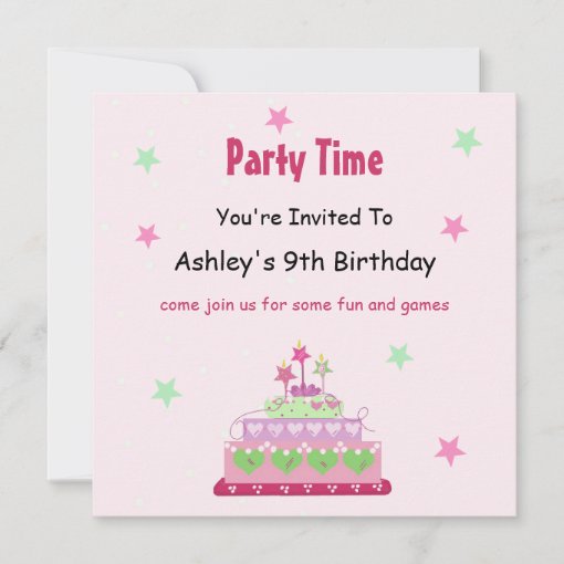 Birthday Cake Party Invitation | Zazzle