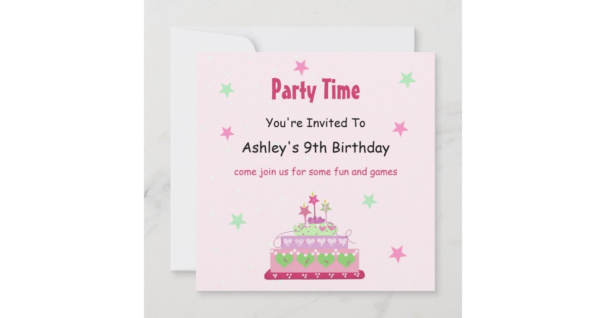 Birthday Cake Party Invitation | Zazzle