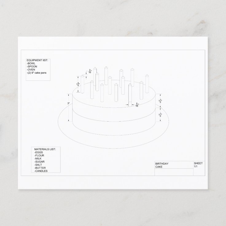 Birthday Cake Plan to Party Card | Zazzle