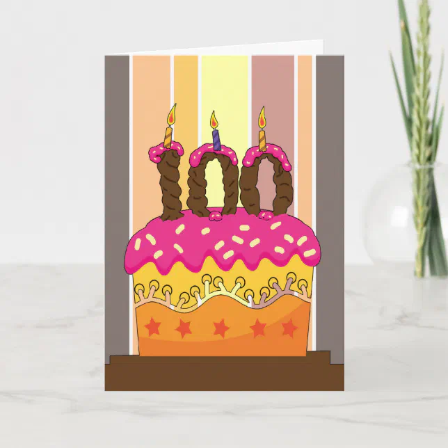 birthday - cake with candle 100 - 100th birthday g card | Zazzle