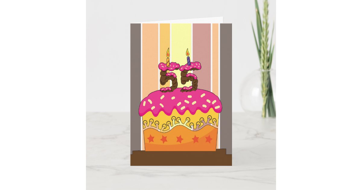 birthday - cake with candles 55 - 55th birthday gr card | Zazzle