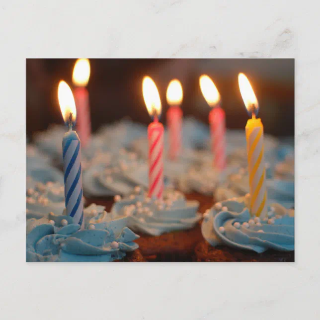 Birthday Candle Cupcakes Postcard | Zazzle