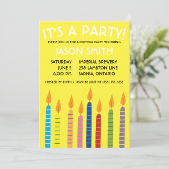Birthday Candles Birthday Party Invitation | Zazzle