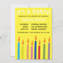 Birthday Candles Birthday Party Invitation | Zazzle