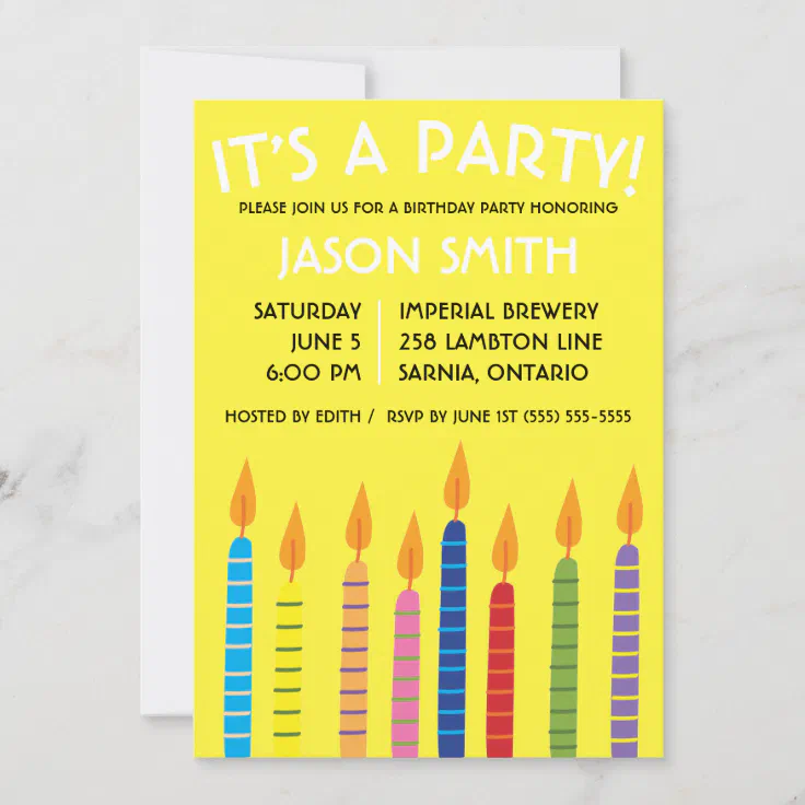 Birthday Candles Birthday Party Invitation | Zazzle