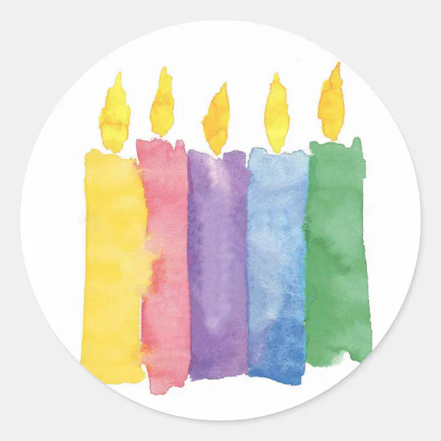 birthday candles classic round sticker | Zazzle