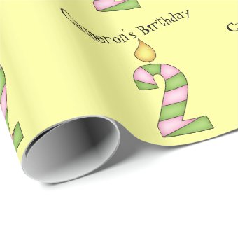 Birthday Candles-Two Years Old/Personalize Wrapping Paper | Zazzle