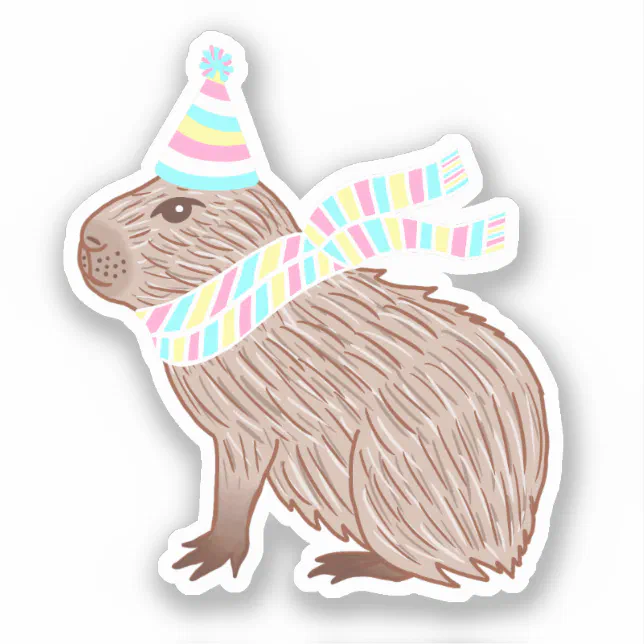 Birthday Capybara Sticker | Zazzle