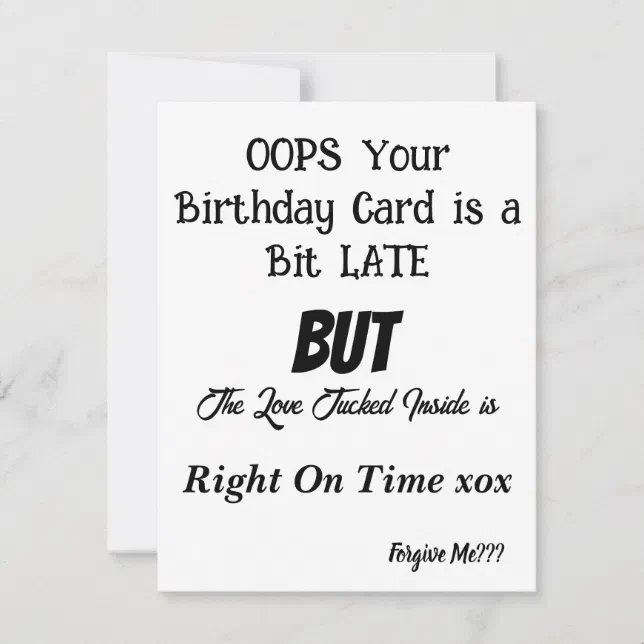 Birthday Card Belated Birthday Card FUNNY CARD | Zazzle