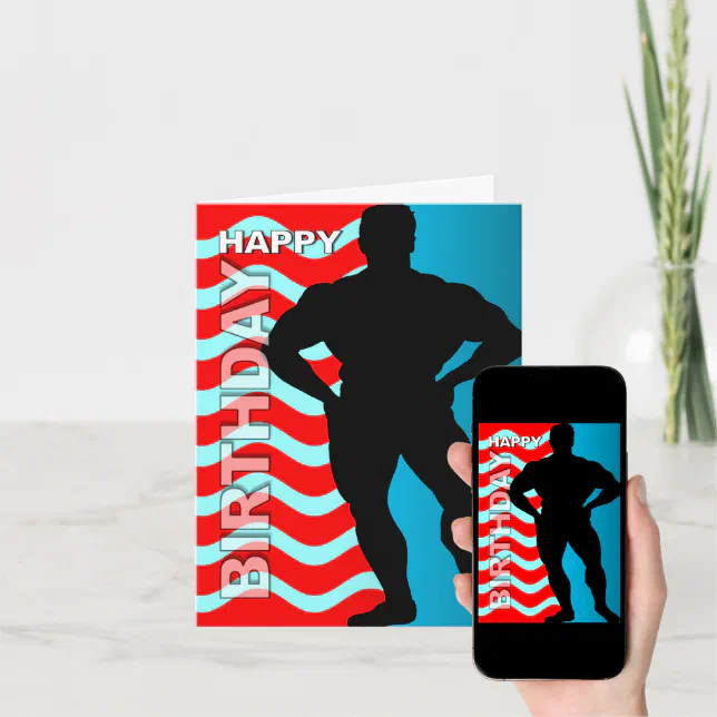 Birthday Card Bodybuilder Stripe | Zazzle