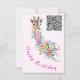 Birthday Card Flowers Bouquet Giraffe QR Code Wish | Zazzle