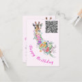 Birthday Card Flowers Bouquet Giraffe QR Code Wish | Zazzle