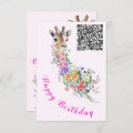 Birthday Card Flowers Bouquet Giraffe QR Code Wish | Zazzle