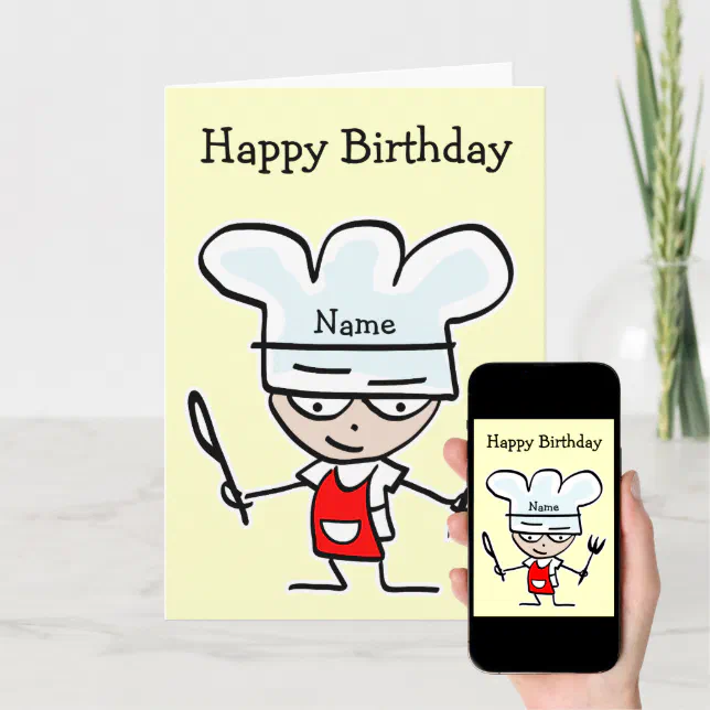 Birthday card for chef or cook - Cooking theme | Zazzle