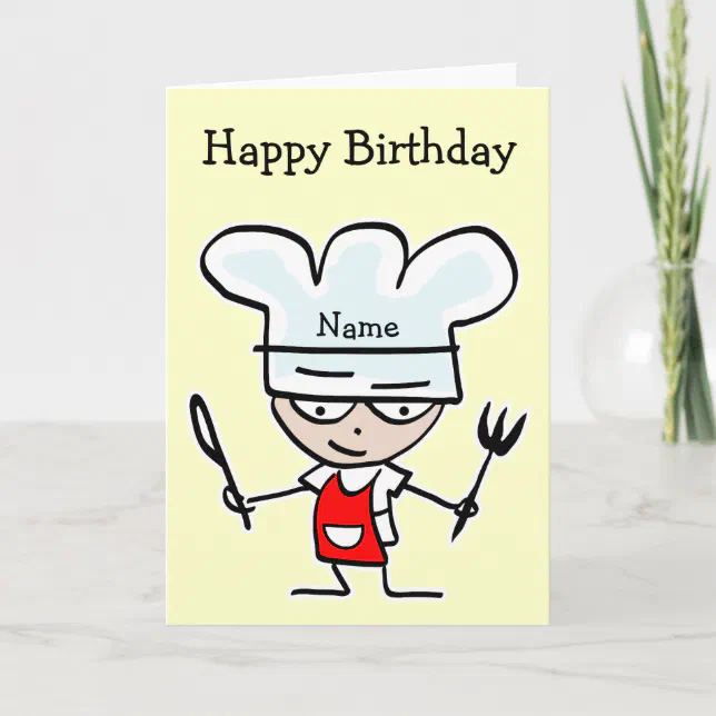 Birthday card for chef or cook - Cooking theme | Zazzle