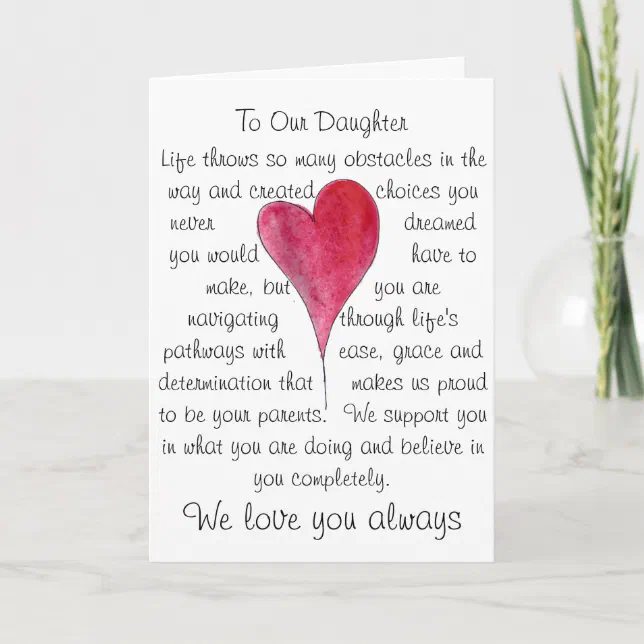 Birthday card for daughter with heart and words | Zazzle