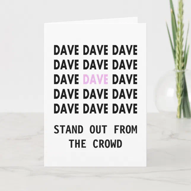 Birthday Card for DAVE Template | Zazzle