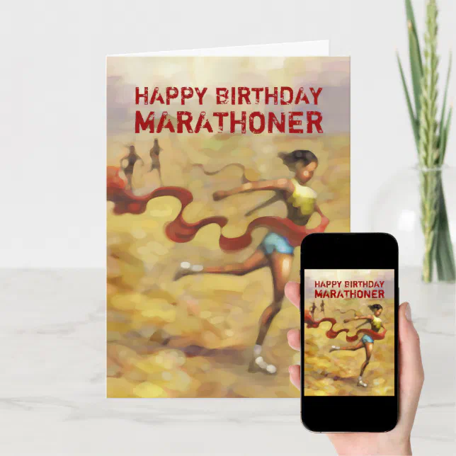 Birthday Card for Marathoner - Red Ribbon | Zazzle