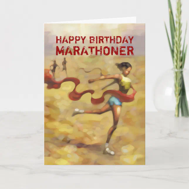 Birthday Card for Marathoner - Red Ribbon | Zazzle